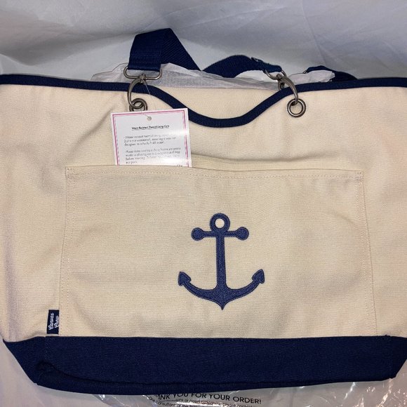 thirty-one | Bags | New Thirty One Canvas Crew Tote Natural Wnavy ...